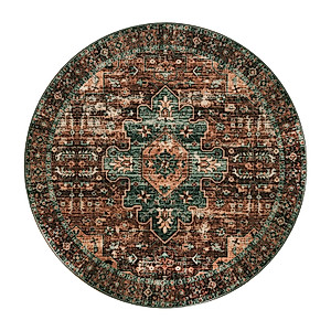 Moynesa Ultra-Thin Washable Round Rug - 3Ft Brown Entryway Rug Low Pile Bathroom Circle Mat, Non Slip Non Shedding Indoor Kitchen Floor Accent Carpet for Bedroom Living Room Foyer Doorway