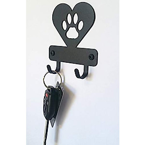The Metal Peddler Miniature Cat Paw in Heart Key Rack Holder (3.5 inches) - Made in USA; Wall Mounted Holder for cat Lovers