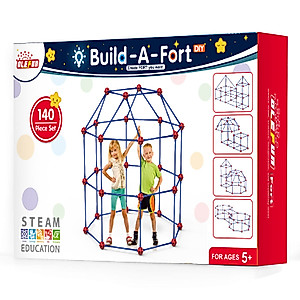 OleFun Fort Building Kit for Kids 4,5,6,7,8+Year Old Boys & Girls, 140 pcs, Creative STEM Building Toys for DIY Castles, Tunnels, Play Tent, Ideal Gift for Aged 5-8