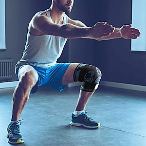 LTLCLZ 1Pcs Knee Brace Support Compression Sleeve with Side Stabilizers and Patella Gel for Knee Pain Meniscus Tear Injury Recovery,Black,M