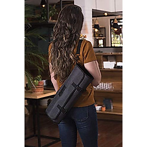 Asaya Chef Knife Roll Bag - 20 Total Pockets for Knives and Kitchen Utensils - Made with Stain Resistant Waxed Nylon - For Chefs and Culinary Students - Knives Not Included(Black)