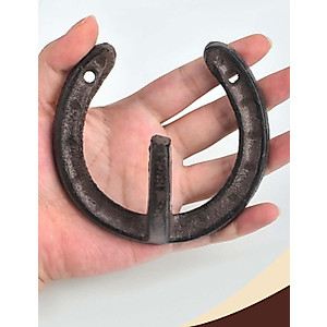4 PCS Coat Hooks Cast Iron Wall Hooks Horseshoe Hooks Vintage Hanger for Hanging Coat Hat Bags Key Towel(Rust)