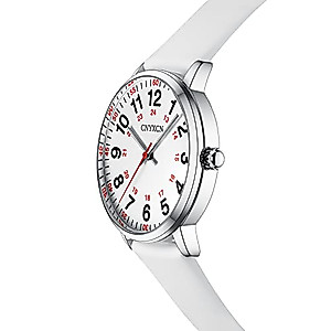 CNYXCN Nurse Watch for Medical Students,Doctors,Women Men with Second Hand and 24 Hour,Easy to Read Dial,Silicone Band,Water Resistant (White+White)