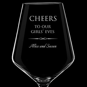 Maverton Stylish Wine Glass for woman - Personalized Glass for her - 16.5 oz. Engraved Glass - For Birthday - For Wine Lover - Glass with stem for friend - Friendship