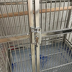 TTEDOYE BMWPET SUS201 Stainless Steel Bird Cage Parrot Cage 32''X22''X62'' PlayTop Style, Silver