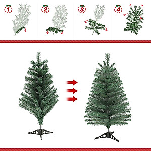 Magshion Artificial Christmas Tree, 3Ft Full Christmas Tree with 90 PVC Branch Tips, Green Christmas Tree for Home Party Decor, Easy Assemble Xmas Tree for Outdoor