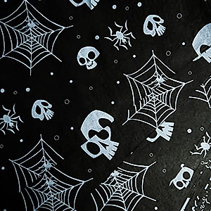 MR FIVE 60 Sheets Black Halloween Tissue Paper Bulk,20"x 14",Halloween Skull Tissue Paper for Gift Bags,Black with White Skull Spider Web Pattern Tissue Paper,Black Tissue Paper for Halloween Party