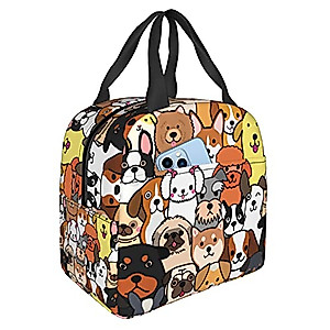 Algranben Dog Lunch Box for Kids Girls Boys Cartoon Insulated Thermal Picnic Bag Washable Reusable for School Work Office