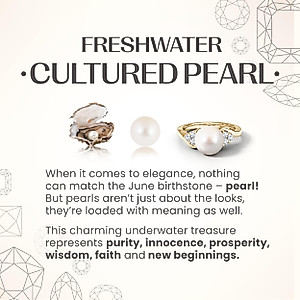 Angara June Birthstone - Classic Solitaire Freshwater Pearl Ring in Silver (8mm)