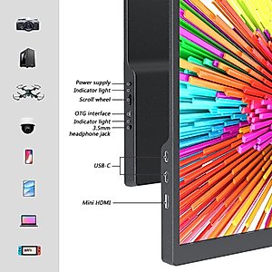 Portable Multifunctional Display IPS Screen 1080P HD Monitor 178 ° Wide Viewing Angle, Cell Phone/Computer External Expansion Screen