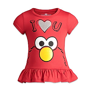 Sesame Street Elmo Big Bird Cookie Monster Toddler Girls T-Shirt and Leggings Outfit Set Red 3T