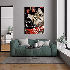 CHWGLFGG Meowy Christmas Diamond Painting Kits for Adults Beginners, Cat Snowflake 5D Diamond Art Kits, DIY Full Round Drill Gem Art, Winter Holiday Home Wall Decor 12 x 16 Inch