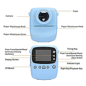 Kids Digital Camera, 1200W Pixel Children Instant Camera, Support Up to 32GB Memory Card, Gifts for Boys and Girls(Blue)