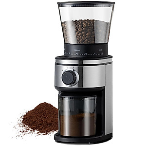 Ollygrin Coffee Grinder Electric Burr Mill, Conical Burr Espresso Coffee Grinder, Coffee Bean Grinder With 30 Adjustable Settings Precise Setting For 2-12 Cups Stainless Steel Silver