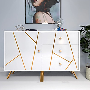 Cohoo Home Gold Stainless Steel Contact Paper for Appliances Gold Brushed Metal Look Wallpaper Stainless Steel Peel and Stick Self-Adhesive Waterproof Wallpaper for DIY Cabinets Decor 17.7inW 78.7inL