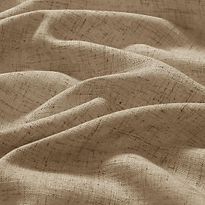 Tan Brown 102 Inch Linen Curtains 2 Panels Set Grommet Light Filter Burlap Linen Drapes Boho Farmhouse Semi Sheer Window Curtain 102 Inches Length for Hallway Nursery Living Room Sliding Patio Door