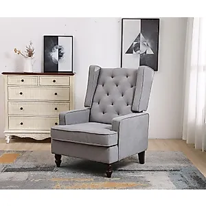 KINFFICT Convertible Accent Rocking Chair, Mid Century Glider Rocker for Baby Nursery, Modern Wingback Armchair for Living Room, Bedroom, Two Types of Leg, Light Gray