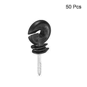 PATIKIL Electric Fence Insulator Screw-in Ring Insulator 50pcs Wood Post Insulator Black for Farm Fencing Power Grid System