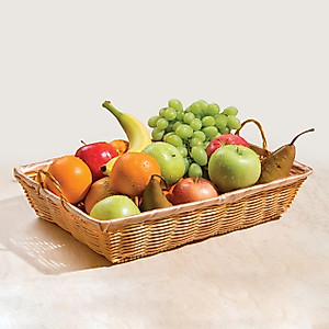 Winco PWBN-16B 16-Inch by 11-Inch by 3-Inch Rectangular Woven Basket with Handles,Medium