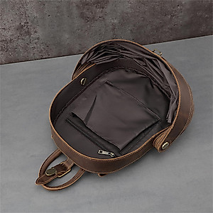 AIGUONIU Retro Personalization genuine leather backpack Beetle shape men leather backpack (Large Coffee)