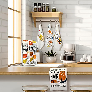 TecUnite 6 Pcs Cat Kitchen Towels Set Funny Cat Tea Towels Cute Dish Towels Decorative Cat Hand Towel Cat Lover Gifts for Cleaning Drying Wiping Tasks Cat Owners Women Mom Housewarming Gifts Decor