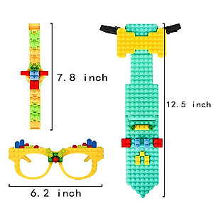 PROLOSO Building Blocks Bricks Glasses Watch Bow Tie DIY Toys Kids Birthday Gifts Party Favors Pack of 6