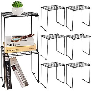 Nuenen Stackable Locker Shelf for School Locker Organizer Shelf Metal Locker Accessories for Home Office School File Document Book Magazine Desktop Decors Supplies, 11.8x9.8x12.99 Inch (Black, 8 Pcs)