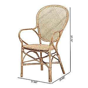 Baxton Studio Lalaine Dining Chair, One Size, Natural Brown