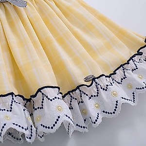 Pettigirl Baby Girls Easter Spring Elegant Yellow Plaid Ruffle Romper Clothing Set Newborn Infant Lovely Dresses Outfit