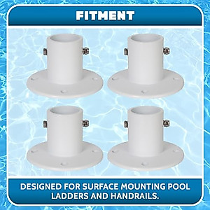 ECOTRIC Replacement Deck Anchor Flange Cast Aluminum Above Ground Pool Ladders and Handrails - 1 7/8” Inch Diameter of 1.9"(4PC)