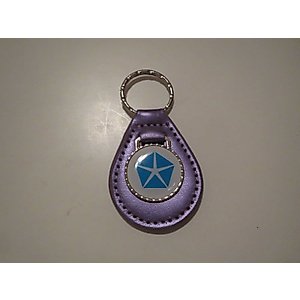 NEWPORT NEW YORKER 300 LEBARON LHS LASER WHITE LOGO LEATHER KEYCHAIN - PURPLE