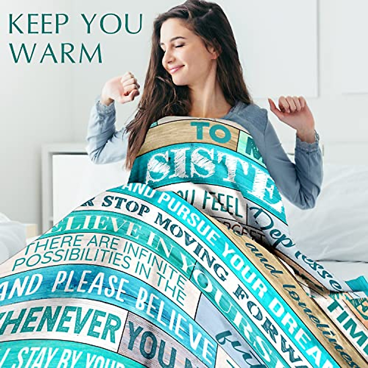 Fecvdlis Sisters Gifts from Sisters,Sister Birthday Gifts from Sister Throw Blanket Sister Gifts to My Bestie Valentines Gifts Warm Cozy Flannel Blanket for Bedding Sofa (60"X50", Sister Gifts)