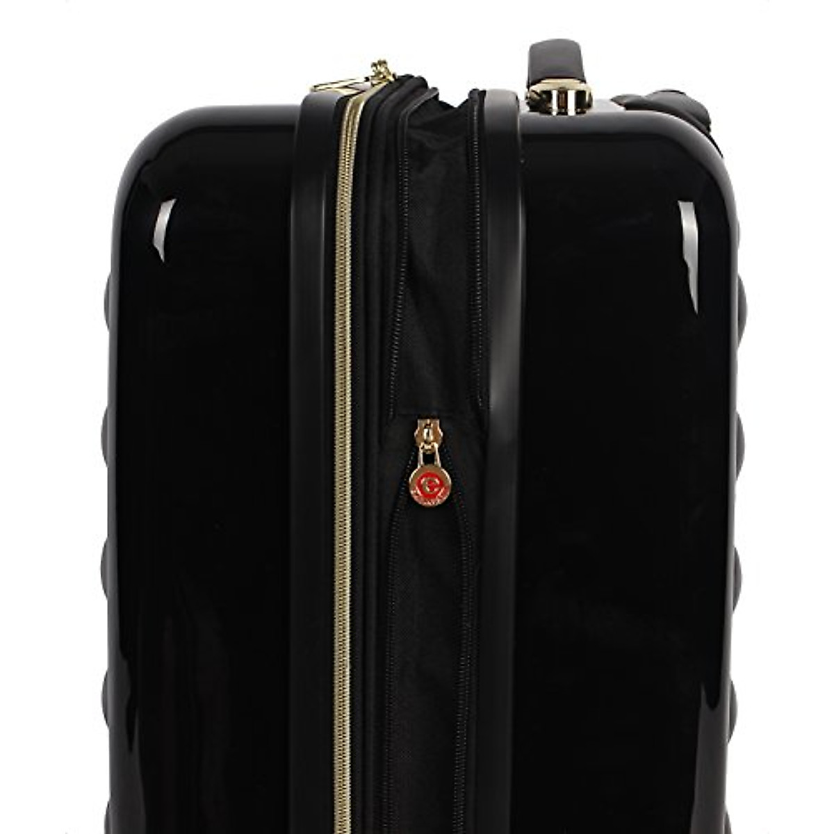 Betsey Johnson 30 Inch Checked Luggage Collection - Expandable Scratch Resistant (ABS + PC) Hardside Suitcase - Designer Lightweight Bag with 8-Rolling Spinner Wheels (Heart to Heart Black, 30in)