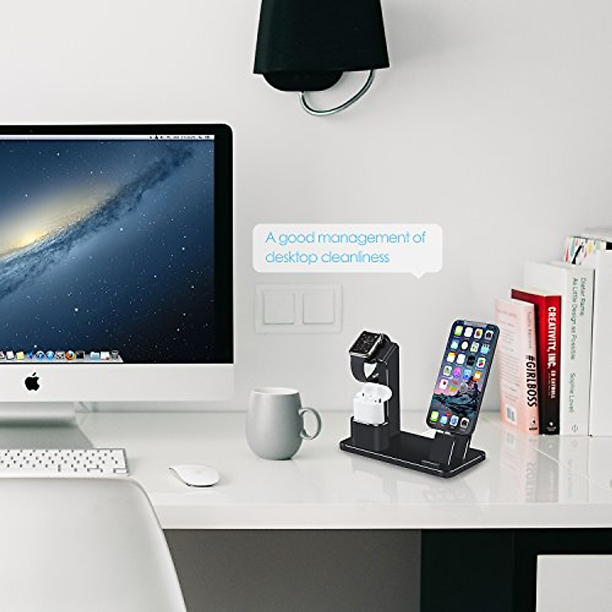 3 in 1 All Aluminum for Apple Watch Charger Stand,Airpods and iPhone Dock,Desk Charger Stand Dock Station for Apple iWatch/Airpods/iPhone/iPad/iPod, Apple Watch Charging Stand Holder (Black)