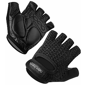 AERO|TECH|DESIGNS | Crochet Cycling Gloves | Extra Thick Gel Padded Palms | Medium | Black