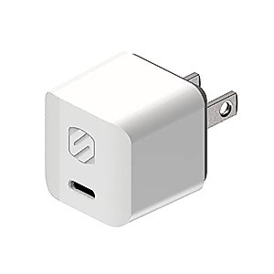 SCOSCHE HPDC20WT-SP Fast Charger PowerVolt 20W Mini Cube USB-C, Wall Adapter for Phone, 4X Faster Power Charge, Portable Outlet Plug, White
