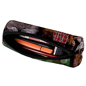 British Kitten and Dog Dachshund Pencil Bag Pen Case Stationary Case Pencil Pouch Desk Organizer Makeup Cosmetic Bag for School Office