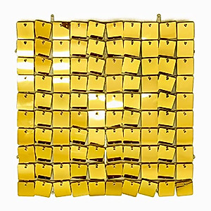 24 Panels Shimmer Wall Backdrop, UNIIDECO 24 Pieces Fiesta Decoration Large Sequin Wall Panels, Birthday Baby Shower Wedding Event Party Decor Shine Curtains, Advertising Signs Home Decor (Gold)
