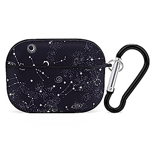 YouTary Stars Moon Planet Space Galaxy Universe Pattern Airpods pro 3 CaseCover with Keychain, Apple AirPod Cover Shockproof Protective Wireless Charging Headset Accessories