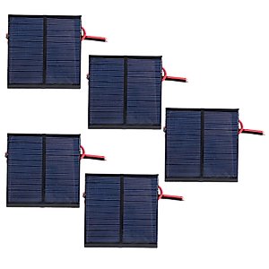 5Pcs DC 5.5V 0.6W Small Solar Module 65 x 65mm Solar Battery Panel with 30cm Cable