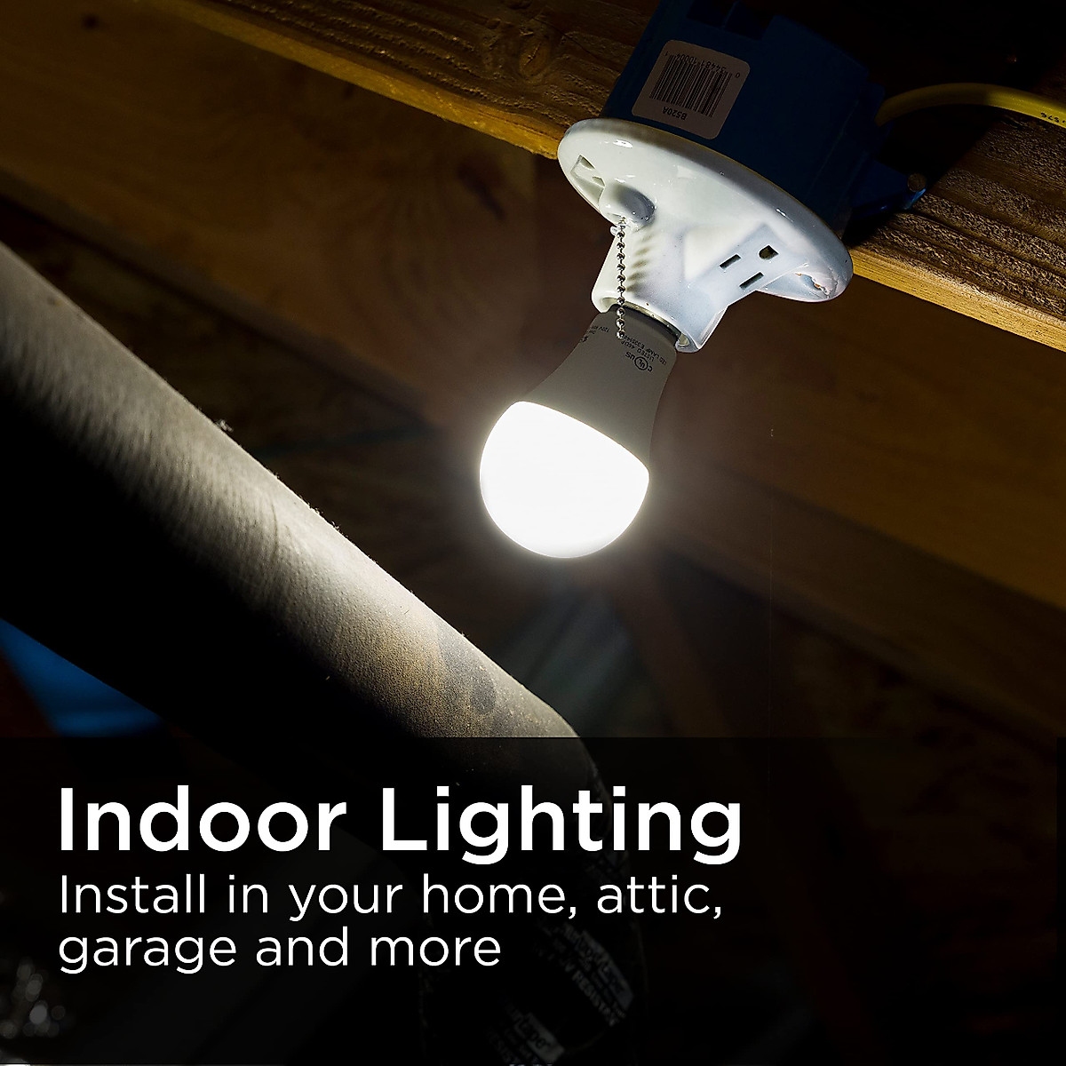 UltraPro Porcelain Light Socket with Outlet and Pull Chain Light Fixture, Light Bulb Socket, Medium Base, Grounded Plug, Indoor Lighting, Mount on 3-1/4€ or 4€ Box, UL Listed, White, 18305,1-Pack