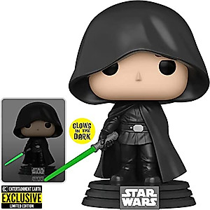 POP Star Wars: The Mandalorian - Luke Skywalker Glow-in-The-Dark Exclusive Funko Vinyl Figure (Bundled with Compatible Box Protector Case), Multicolor, 3.75 inches
