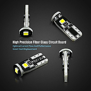 SIR IUS LED 194 LED Bulbs Extremely Super Bright 3030 Chipset for Car truck Interior Dome Map Door Courtesy Marker License Plate Lights Compact Wedge T10 168 2825 Xenon White Pack of 10