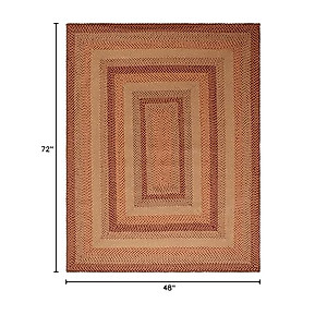 SAFAVIEH Braided Collection Accent Rug - 4' x 6', Yellow & Red, Flat Weave Reversible Cotton Design, Easy Care, Ideal for High Traffic Areas in Entryway, Living Room, Bedroom (BRD651C)