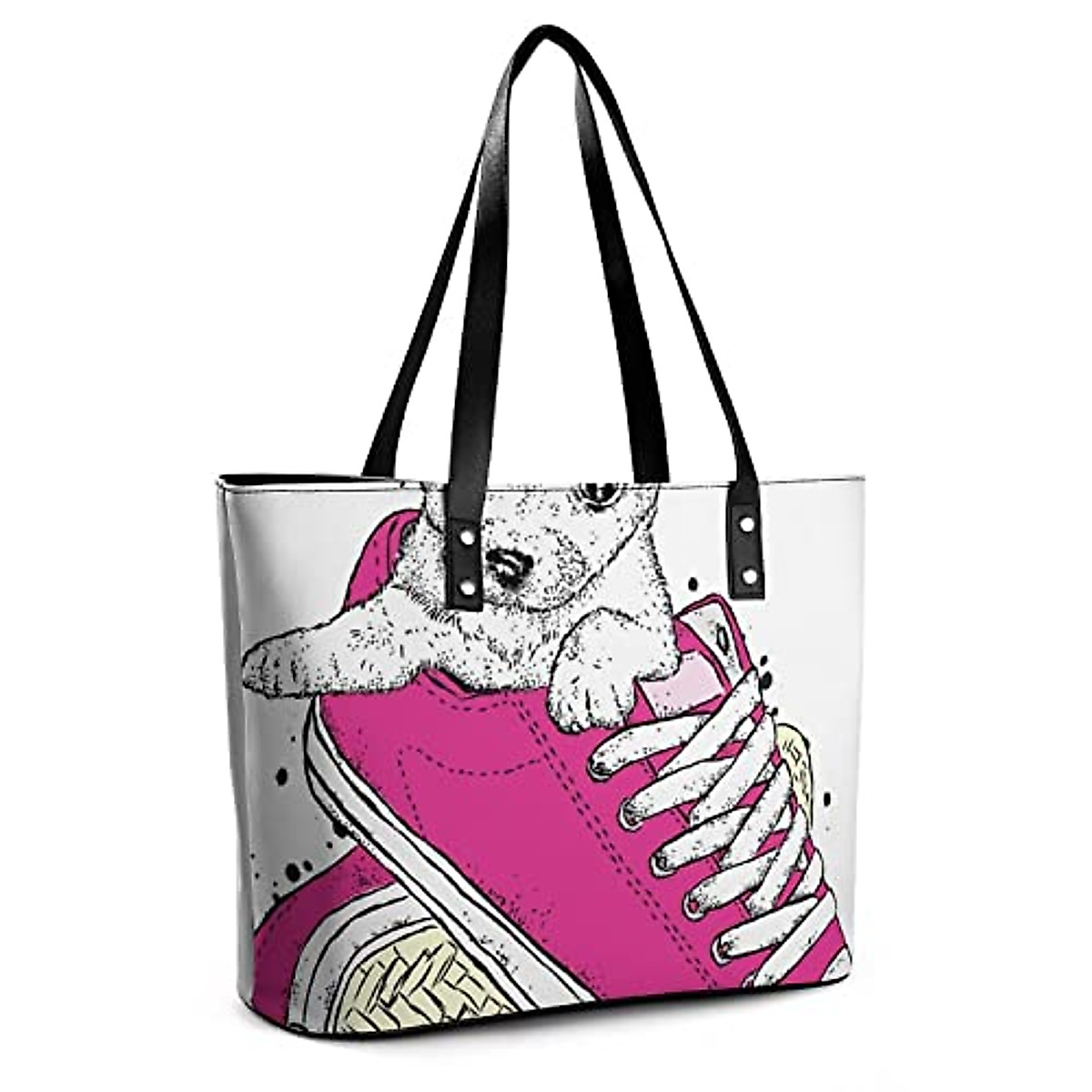 Womens Handbag Dog Leather Tote Bag Top Handle Satchel Bags For Lady