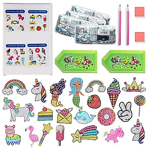 NICOWARM 27PCS 5D Big Diamond Painting Sticker Kits for Kids and Adult Beginners, DIY Creative Unicorn Diamond Art and Crafts Sticker, Diamond Painting Sticker for Kid