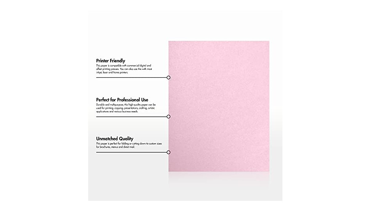 LUXPaper Rose Quartz Metallic Paper - 8.5 x 11, 80lb, 50 Sheets