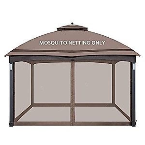 EasyLee Gazebo Universal Replacement Mosquito Netting 10x12, 4-Panel Screen Walls for Outdoor Patio with Zipper, Mosquito Net for Tent Only (Brown)