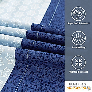 JSD Striped Sheet Set Full Size, 4 Piece Soft Printed Microfiber Sheet Set Extra Deep Pocket