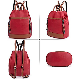 AngelKiss Women Mini Backpack Purse PU Leather Anti-theft Casual Shoulder Bag Fashion Ladies Satchel Bags RED/BROWN